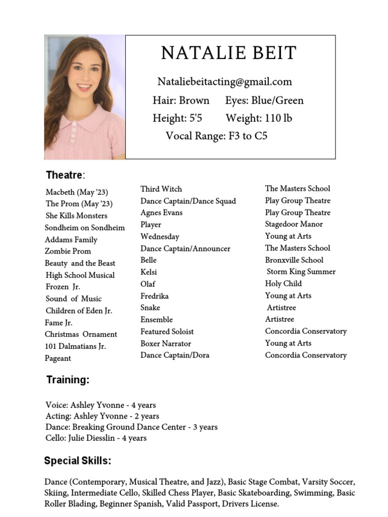 Theatre Performances and Skills Summary | PDF