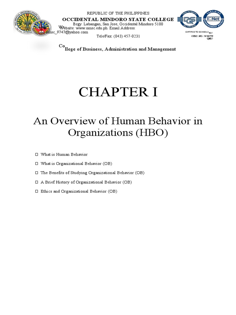 Overview of Human Behavior in Organizations | PDF | Morality | Motivation