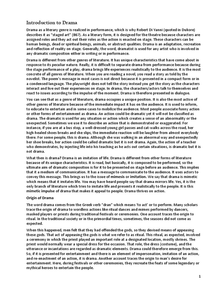 Introduction to Drama | PDF | Theatre | Play (Theatre)