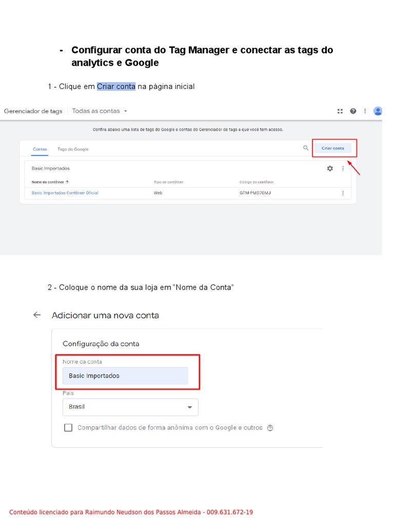 Configurar Conta Do Tag Manager e Conectar As Tags Do Analytics e ...