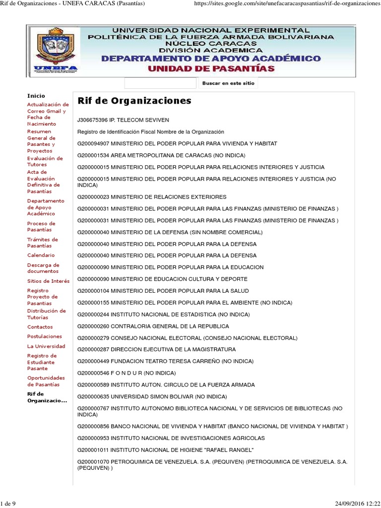 Rif de Organizaciones 1 | PDF | Venezuela | Ministerio (Departamento de ...