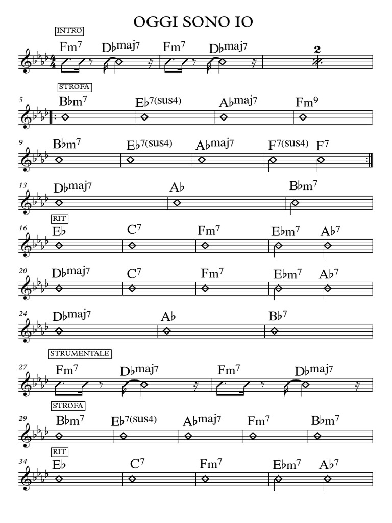 OGGI SONO IO - 1 - Tutto Lo Spartito | PDF