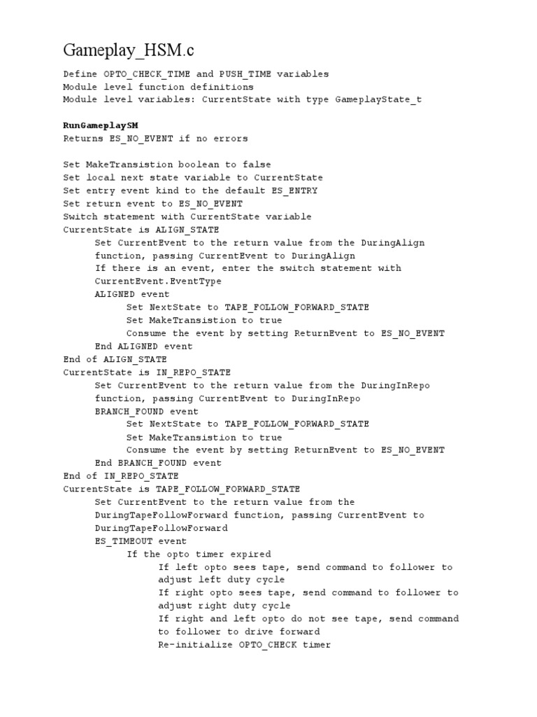 Gameplay HSM Pseudo Code | PDF | Boolean Data Type | Mathematical Logic