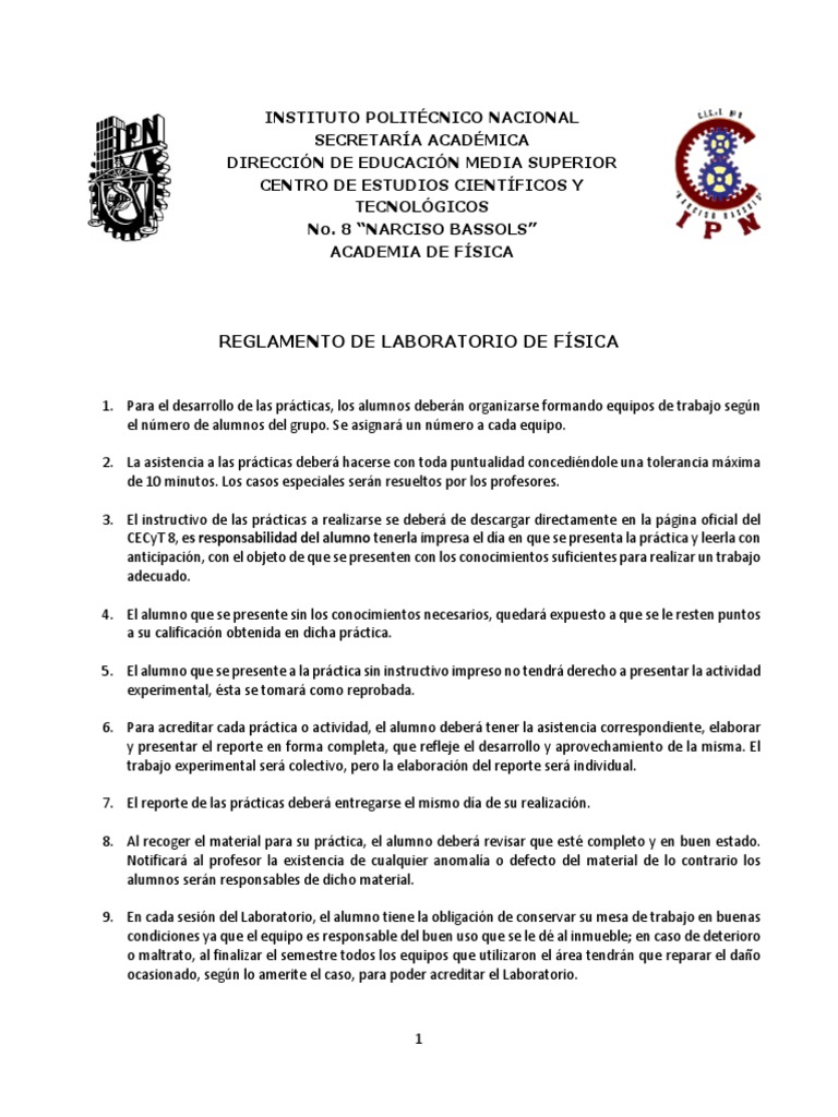 Reglamento de Laboratorio | Descargar gratis PDF | Laboratorios