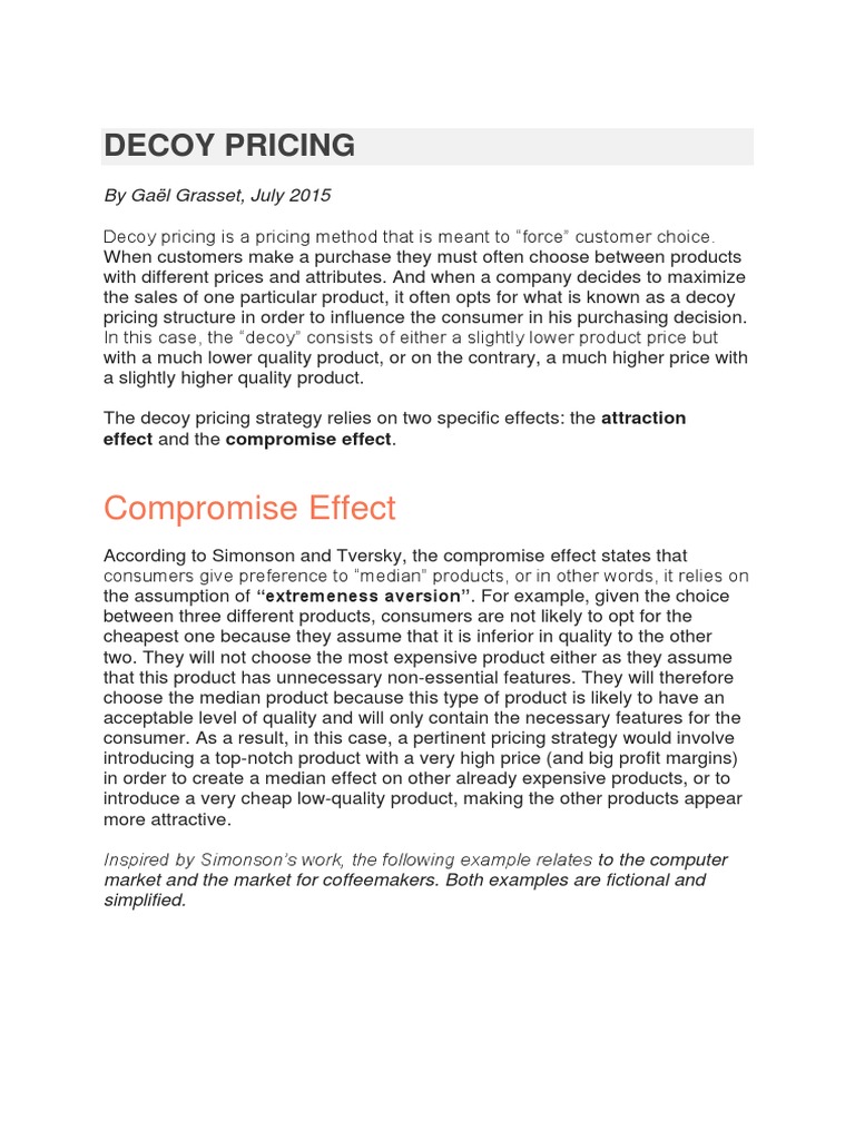 Decoy Pricing | PDF | Pricing | Utility