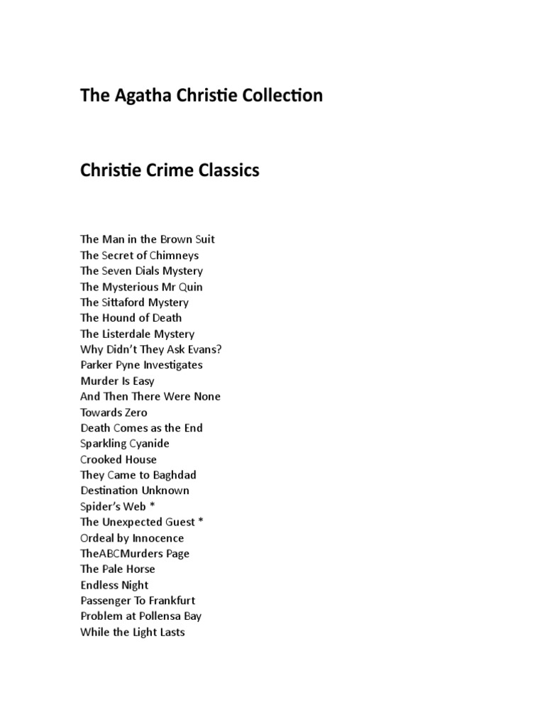 List of All Agatha Christie Books | PDF