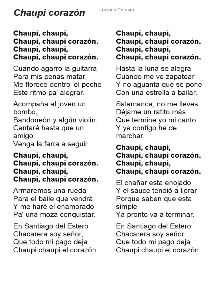 Chaupi Corazón Luciano Pereyra | PDF