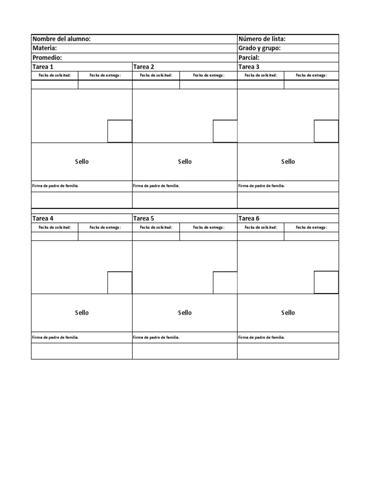 Cuadros de Tareas | PDF