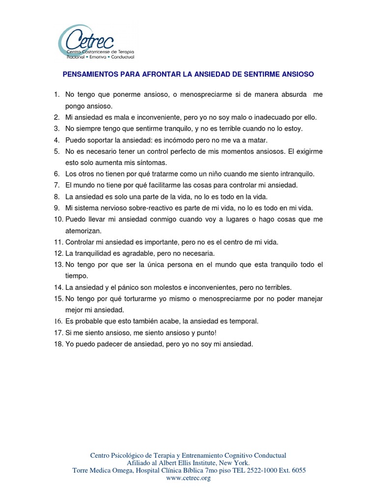 Afrontar La Ansiedad | PDF | Ansiedad | Sicología