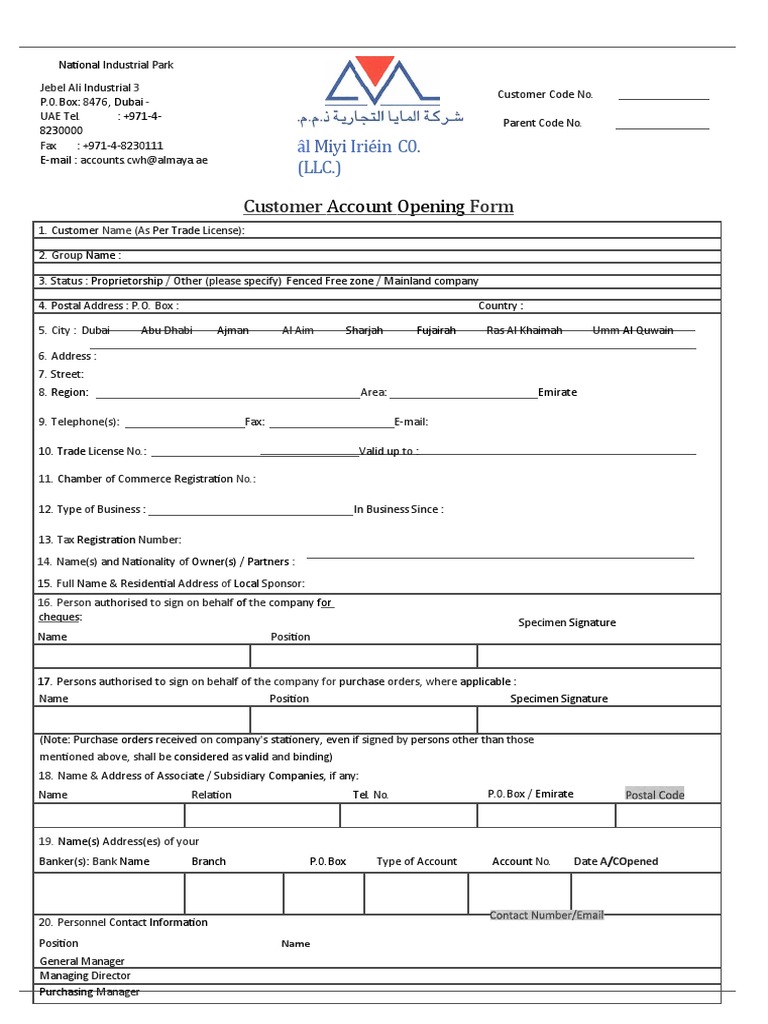 Account Opening Form Sample 2019 | PDF | Business | Economies