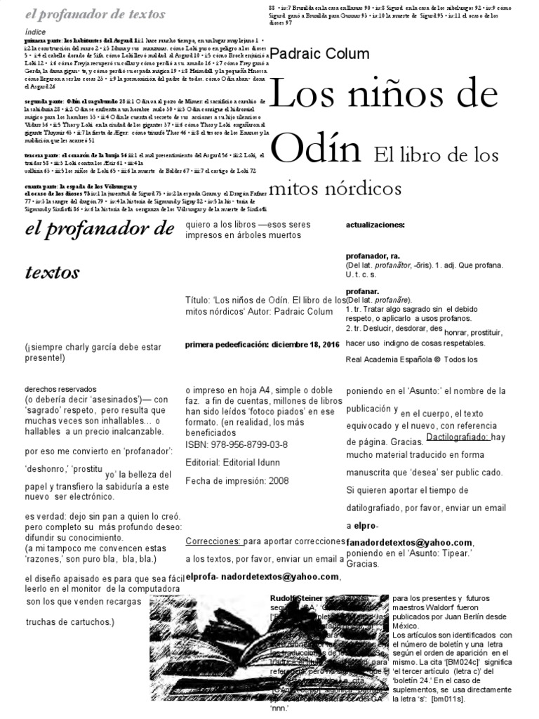 Colum, Padraic - Los Niños de Odín PDF | PDF | Loki | Odin