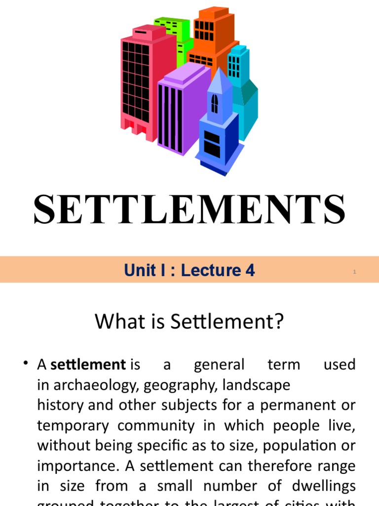 LECTURE 4 SETTLEMENTS.pptx | PDF | Village | Metropolitan Area