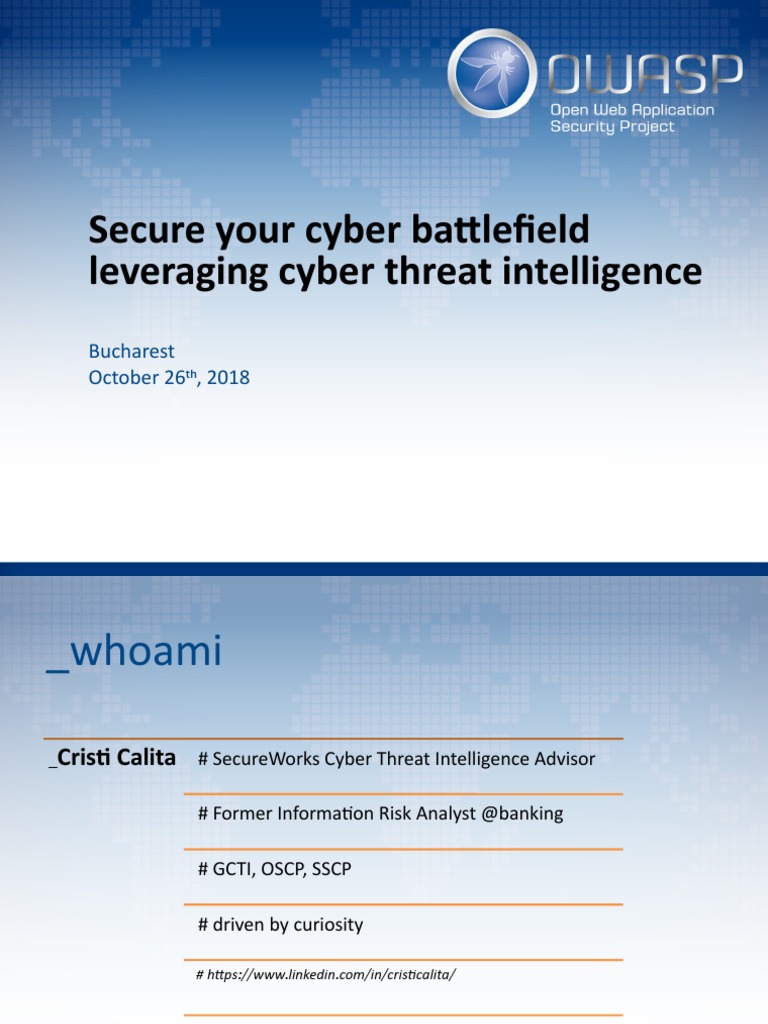 OWASP CTI Presentation Calita Cristi | PDF | Security | Computer Security