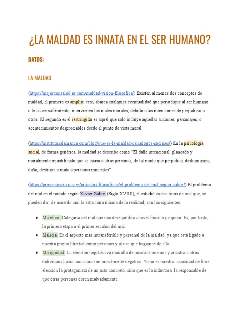 "¿Es la Maldad Innata en Humanos?" | PDF | Las emociones | Instinto