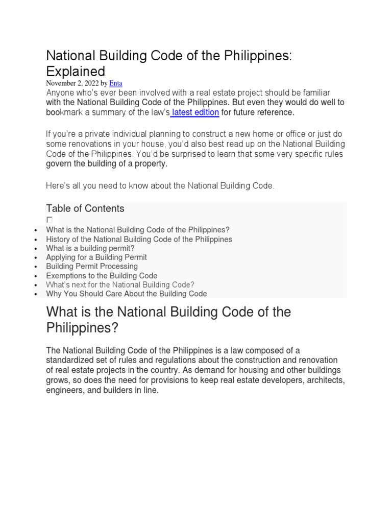 Overview of the National Building Code | PDF | Building Code | Architect