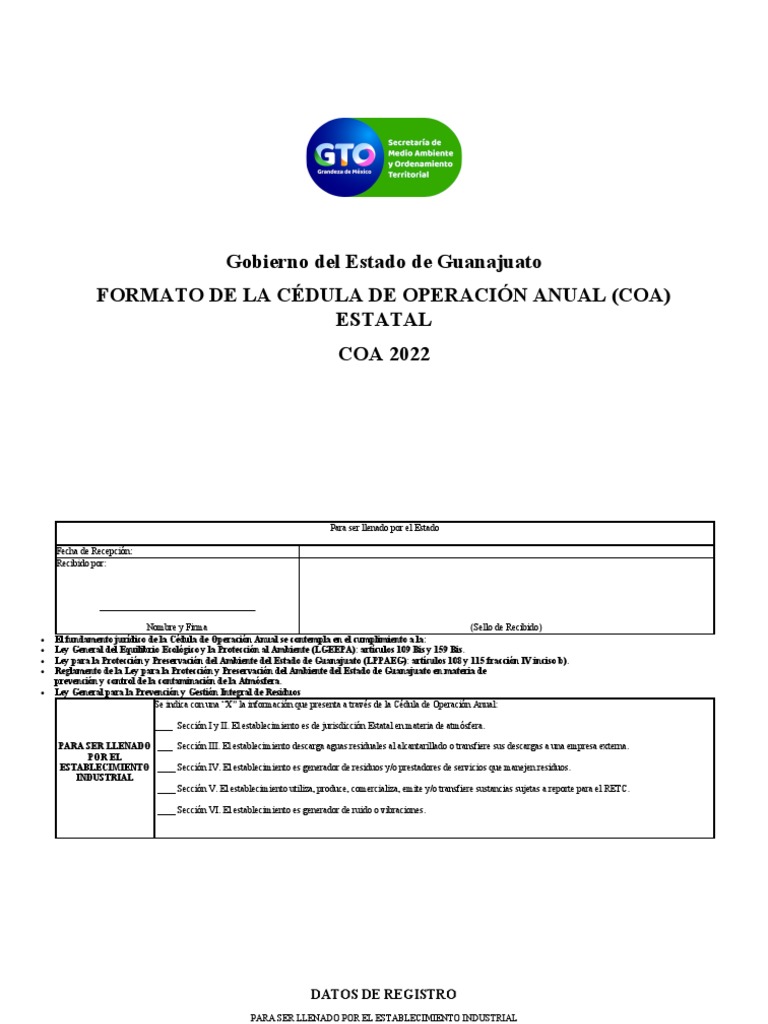 Formato Coa (2022) - Smaot | Descargar gratis PDF | Agua | Residuos