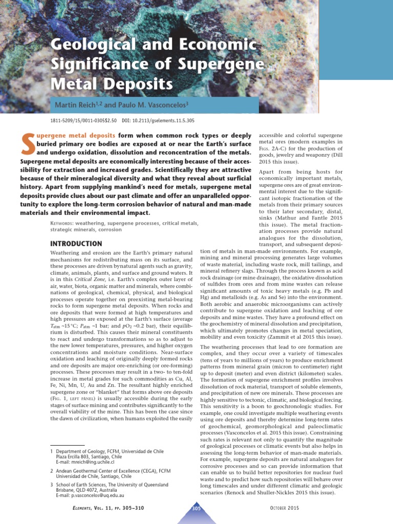 The Geological and Economic Significance of Supergene Metal Deposits ...