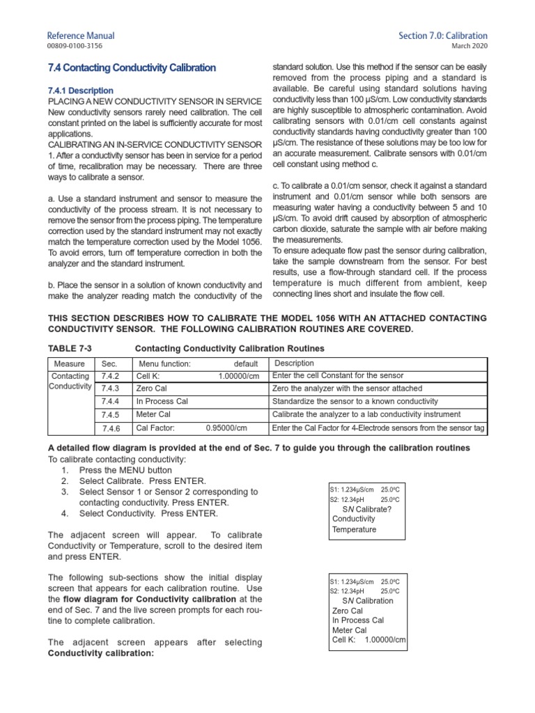 Calibracion Conductividad | PDF | Calibration | Sensor