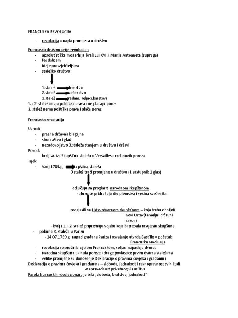 Povijest - 7. Razred - Franc - Rev., Napon - Doba I Ideologije 19.st. | PDF