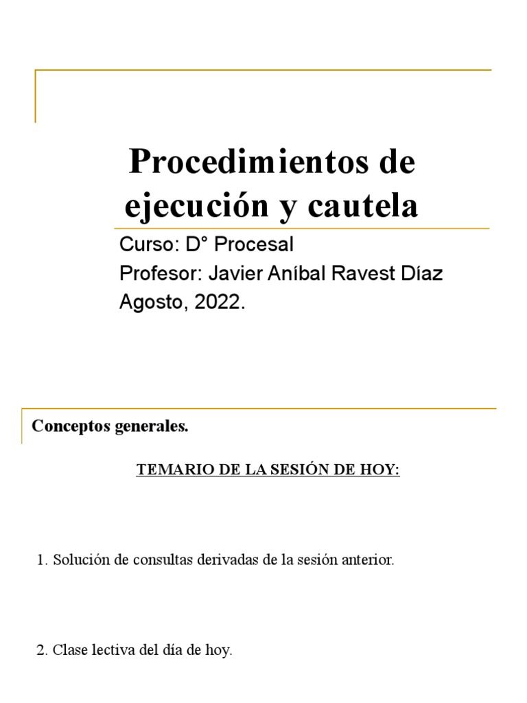 Proc. de Ejec. y Cautela | PDF | Mandato | Ley procesal