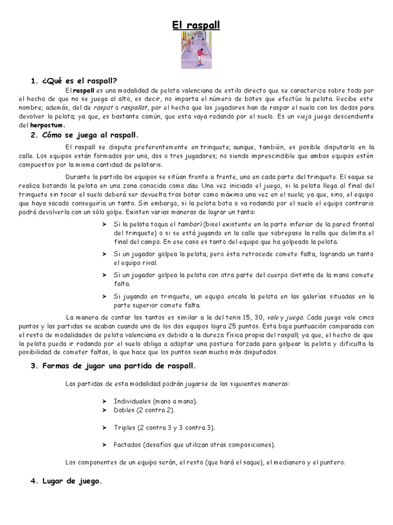 El Raspall (CASTELLANO) | PDF | Deportes atléticos | Deportes de equipo