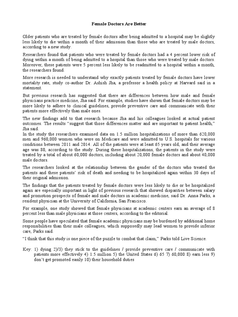Angol - Nyelvvizsga B2 Listening (BME) 07-1 Female Doctors Are Better ... Angol - Nyelvvizsga B2 Listening (BME) 07-1 Female Doctors Are Better ...