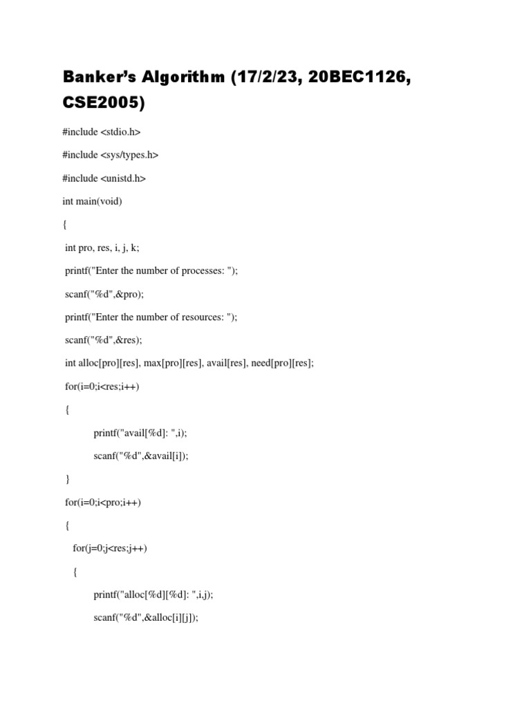 Banker's Algorithm | PDF