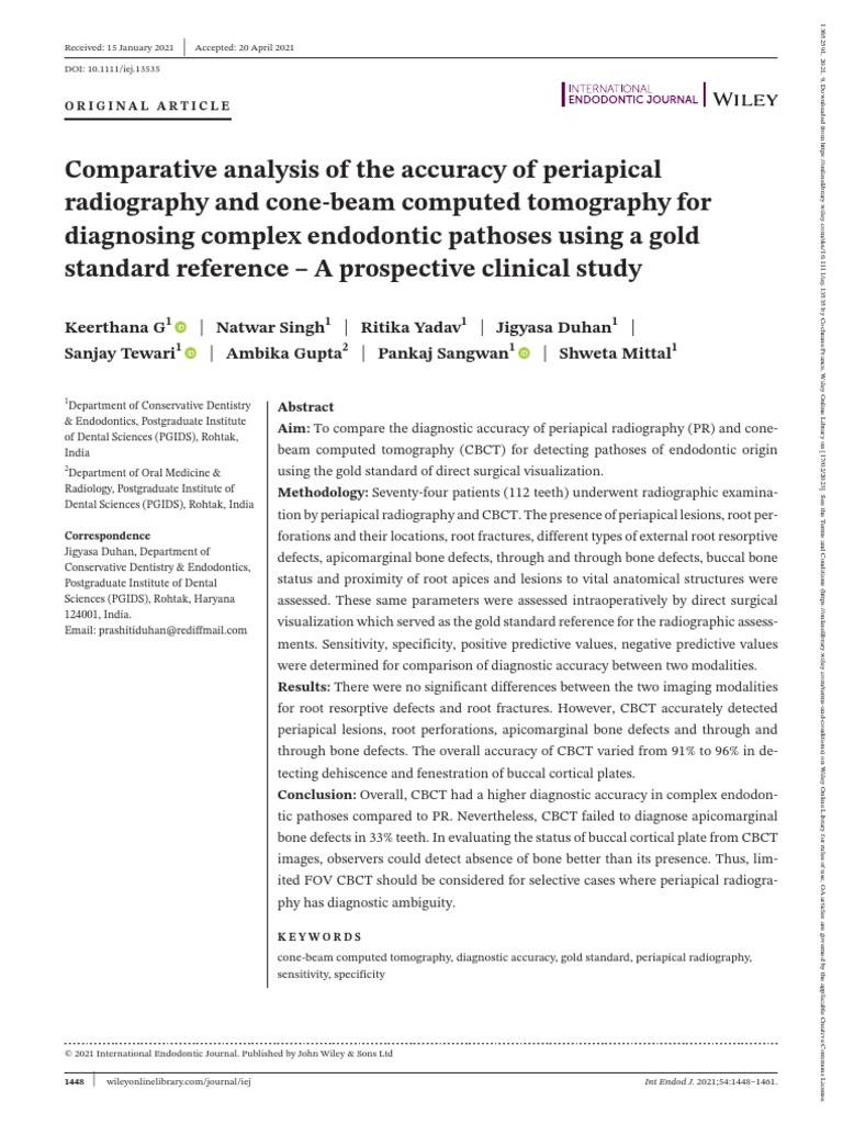 Int Endodontic J - 2021 - G - Comparative Analysis of The Accuracy of ... Int Endodontic J - 2021 - G - Comparative Analysis of The Accuracy of ...