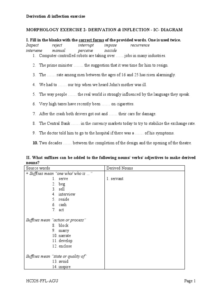 Morphology Exercise 2 Ic Diagram Vhvl Pdf Morphology