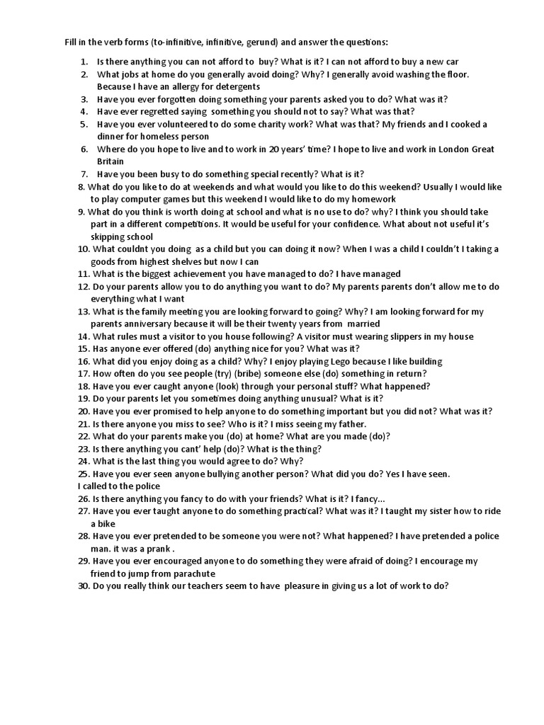 Fill in The Verb Forms | PDF