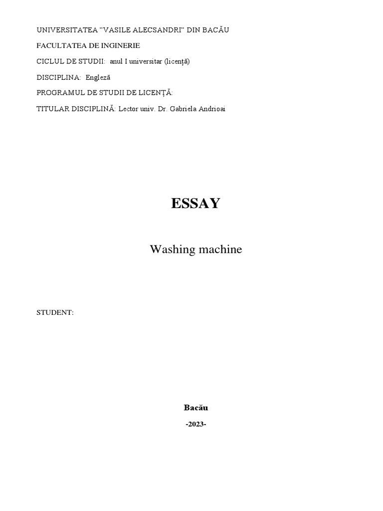 English Essay TT PDF | PDF | Washing Machine | Laundry