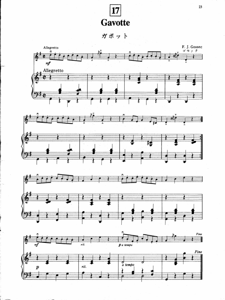 Gavotte - Gossec - Accomp | PDF