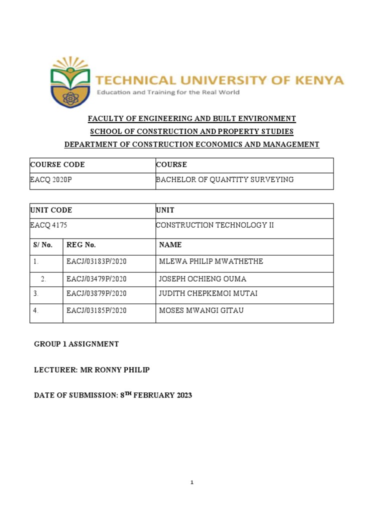 GROUP 1 - CONSTRUCTION TECHNOLOGY II-Revised | PDF | Hotel