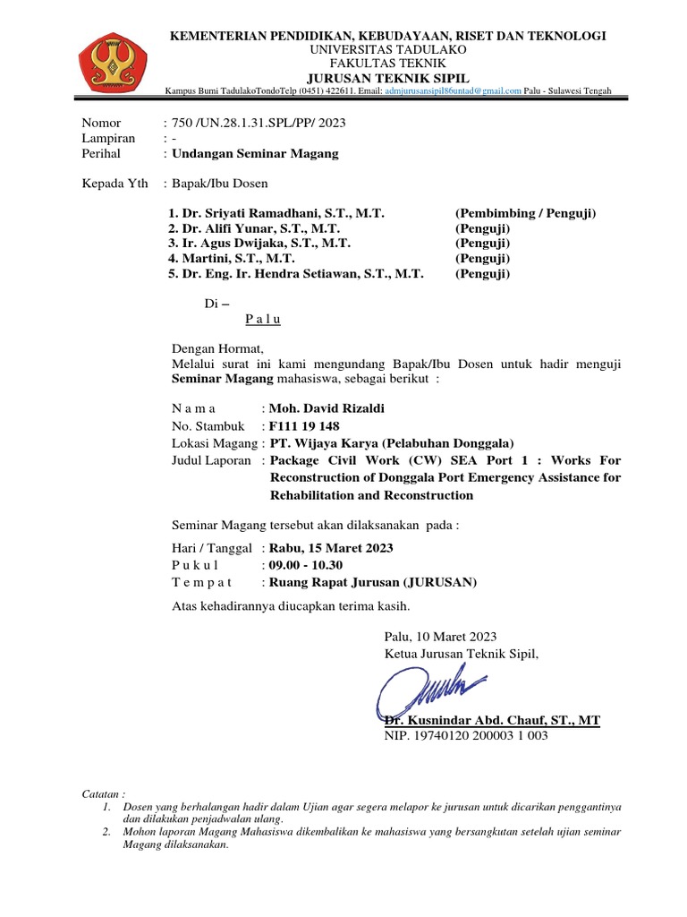 Undangan Seminar Magang | PDF