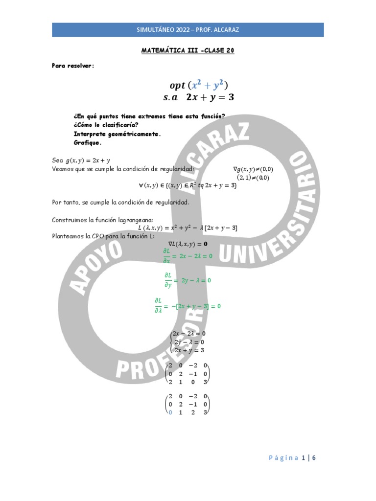 Sim22 M3 C20 KKT | PDF | Máximos y mínimos | Funciones y mapeos