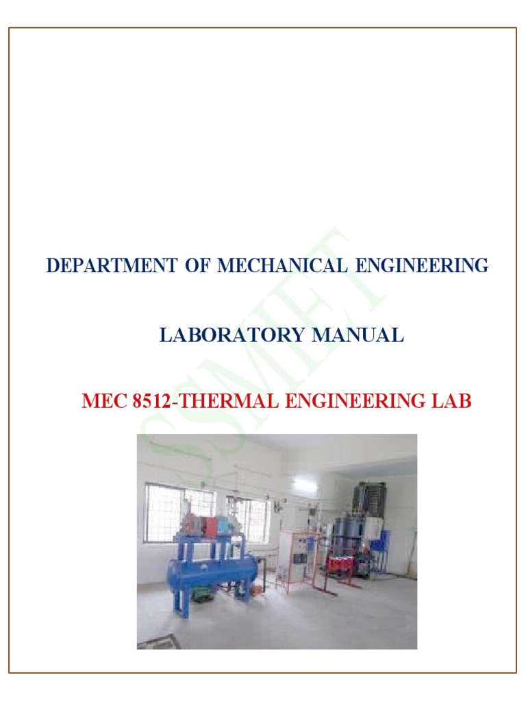 MECHANICAL ENGINEERING LAB MANUAL EXPERIMENTS | PDF | Internal Combustion Engine | Engines