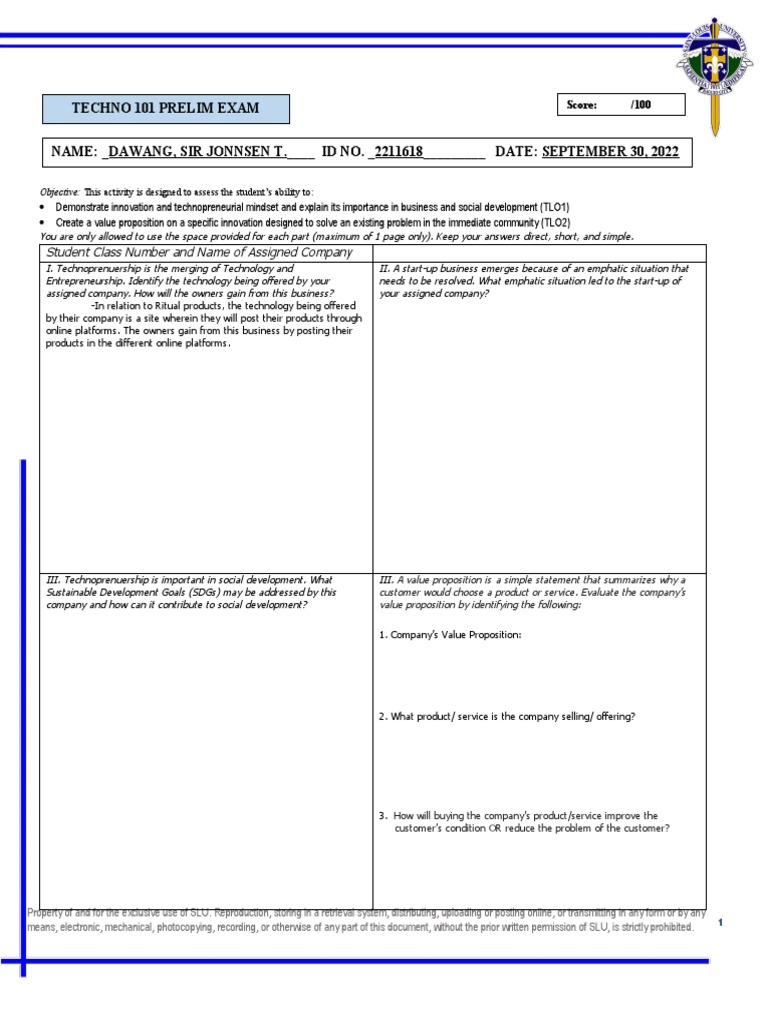 SIR JONNSEN DAWANG - Techno101 - Rivera - PREXAM - 1ST SEM - 22 - 23 ...