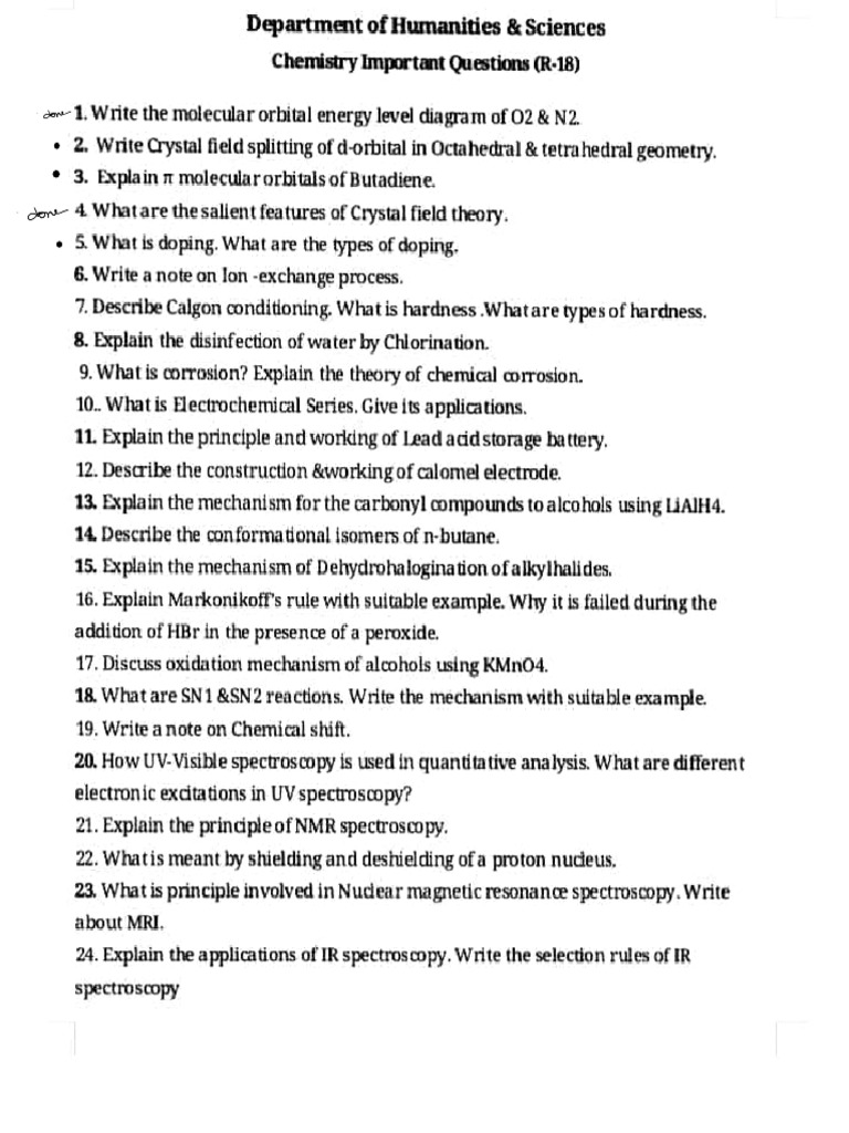 Imp Questions Chemistry | PDF | Coordination Complex | Chemical Bond