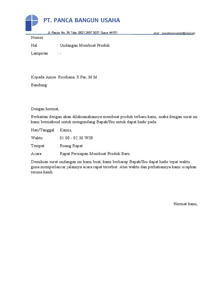 SURAT UNDANGAN RAPAT.docx | PDF