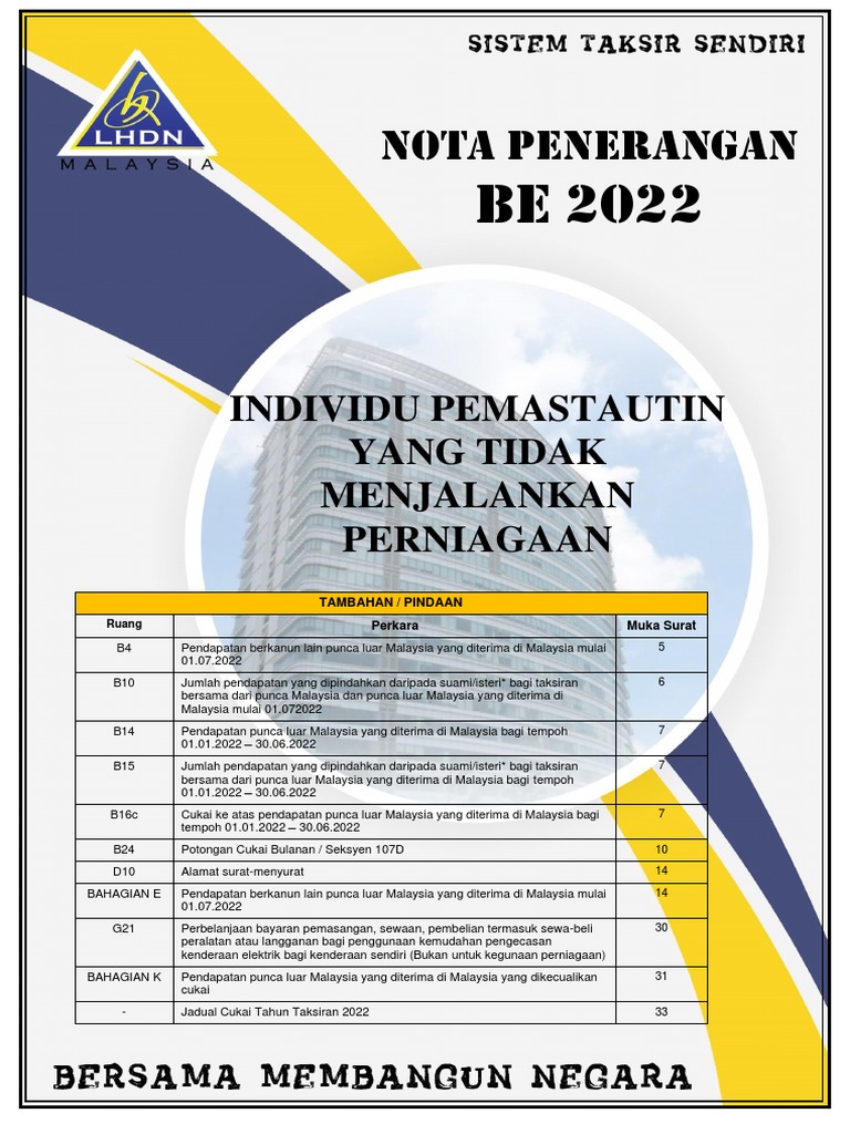 Nota Penerangan BE 2022 | PDF