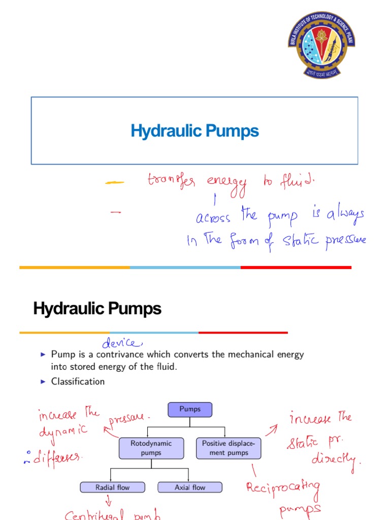 Hydraulic Pumps Lec Notes | PDF | Pump | Mechanics
