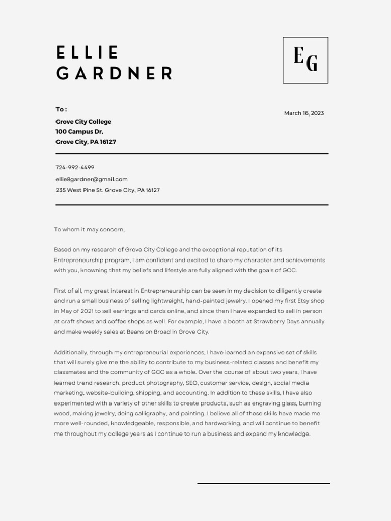 dusty grey simple professional cover letter | PDF