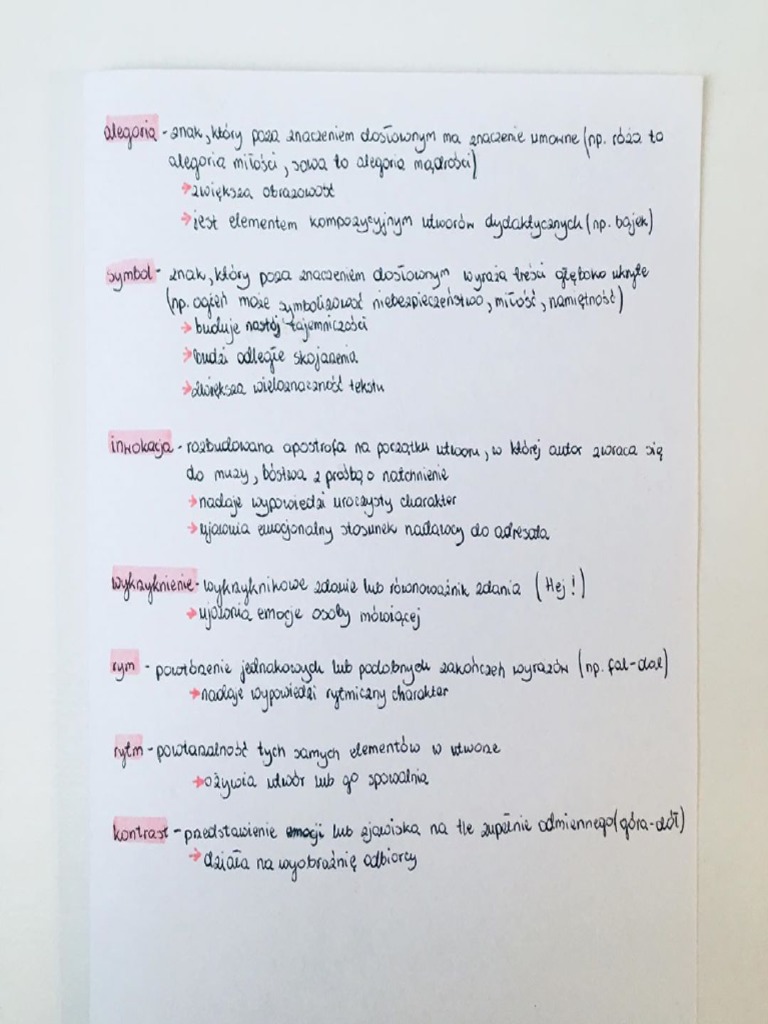 Środki Stylistyczne Polski, Notatka Z Lekcji | PDF