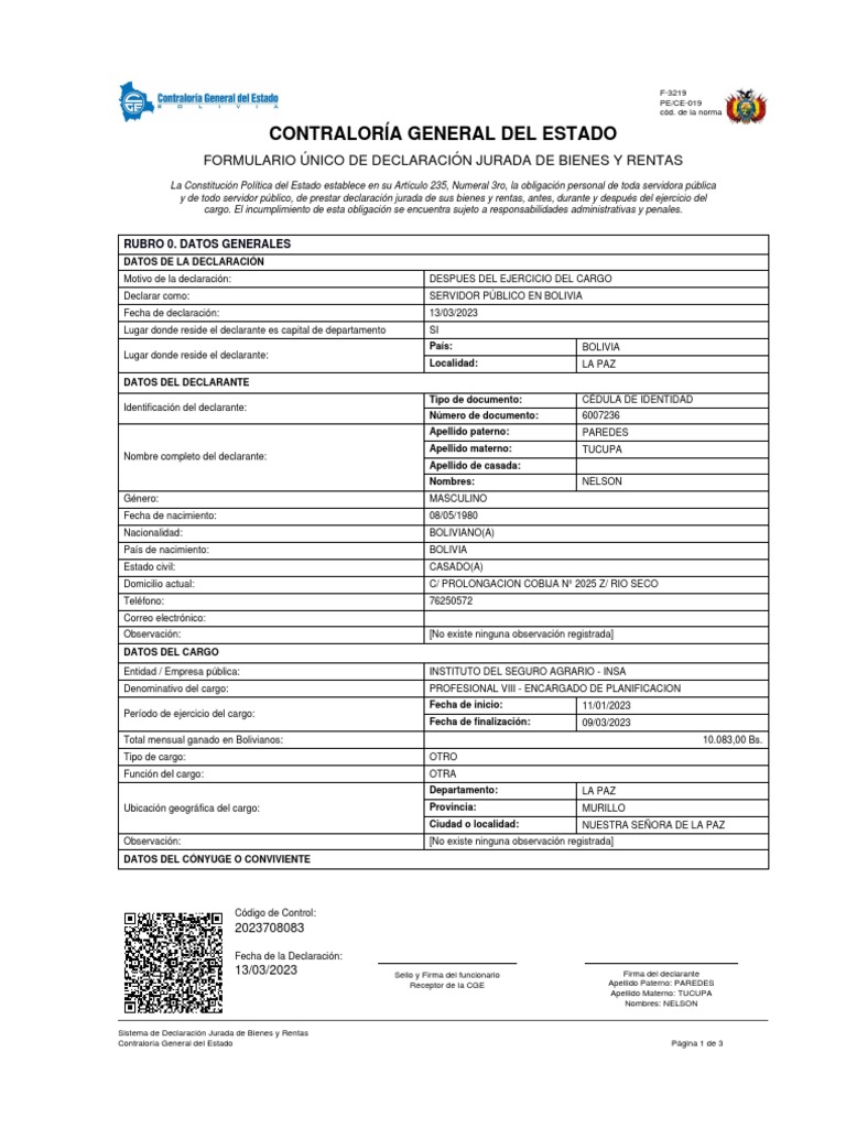 Formulario 6007236 PDF | PDF | Bolivia