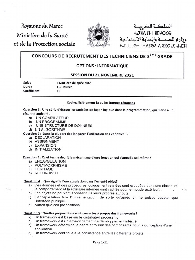 Concours 3 Ème Grade Informatique | PDF