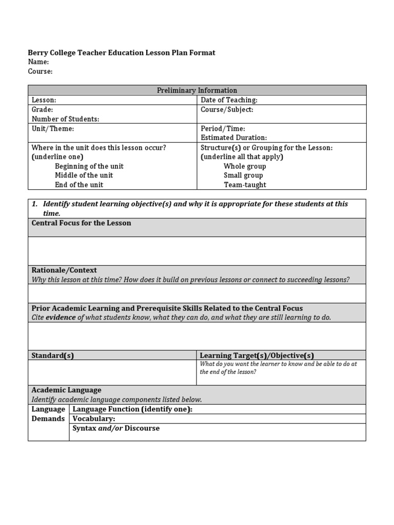 Teacher Education Lesson Plan Format | PDF | Learning | Lesson Plan