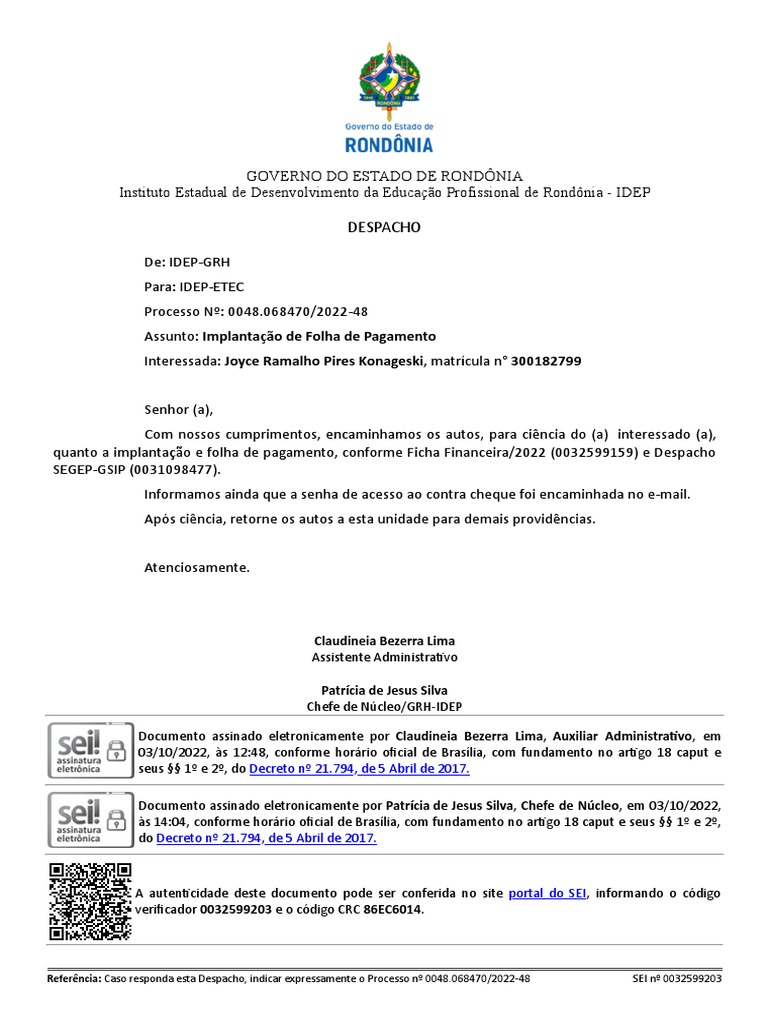 SEI - ABC - 0032599203 - Despacho Ciência Joyce Ramalho PDF | PDF