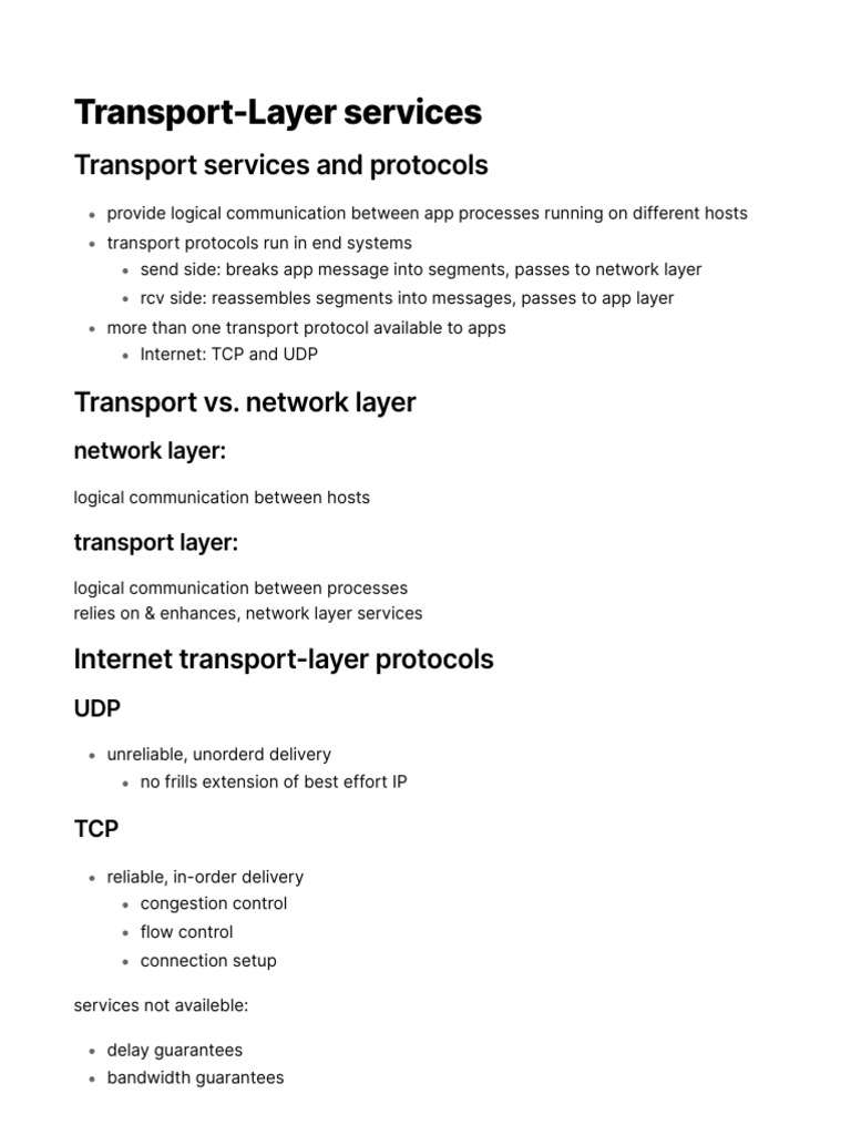 Computer Networks Chapter 3 Transport Layer - Part I Notes | PDF ...