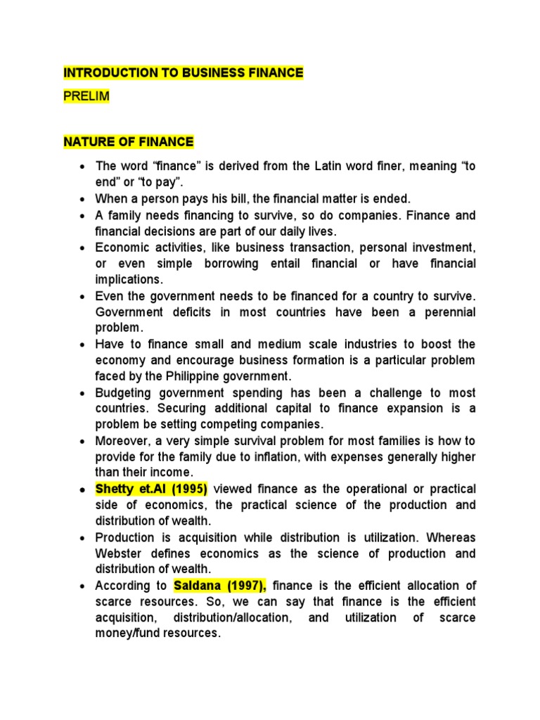 Introduction to Business Finance | PDF | Securities (Finance ...