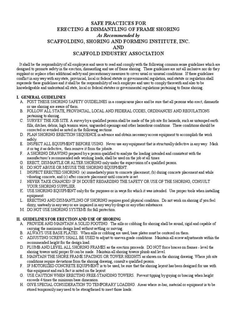 Frame Shoring Safety Guidelines | PDF | Concrete